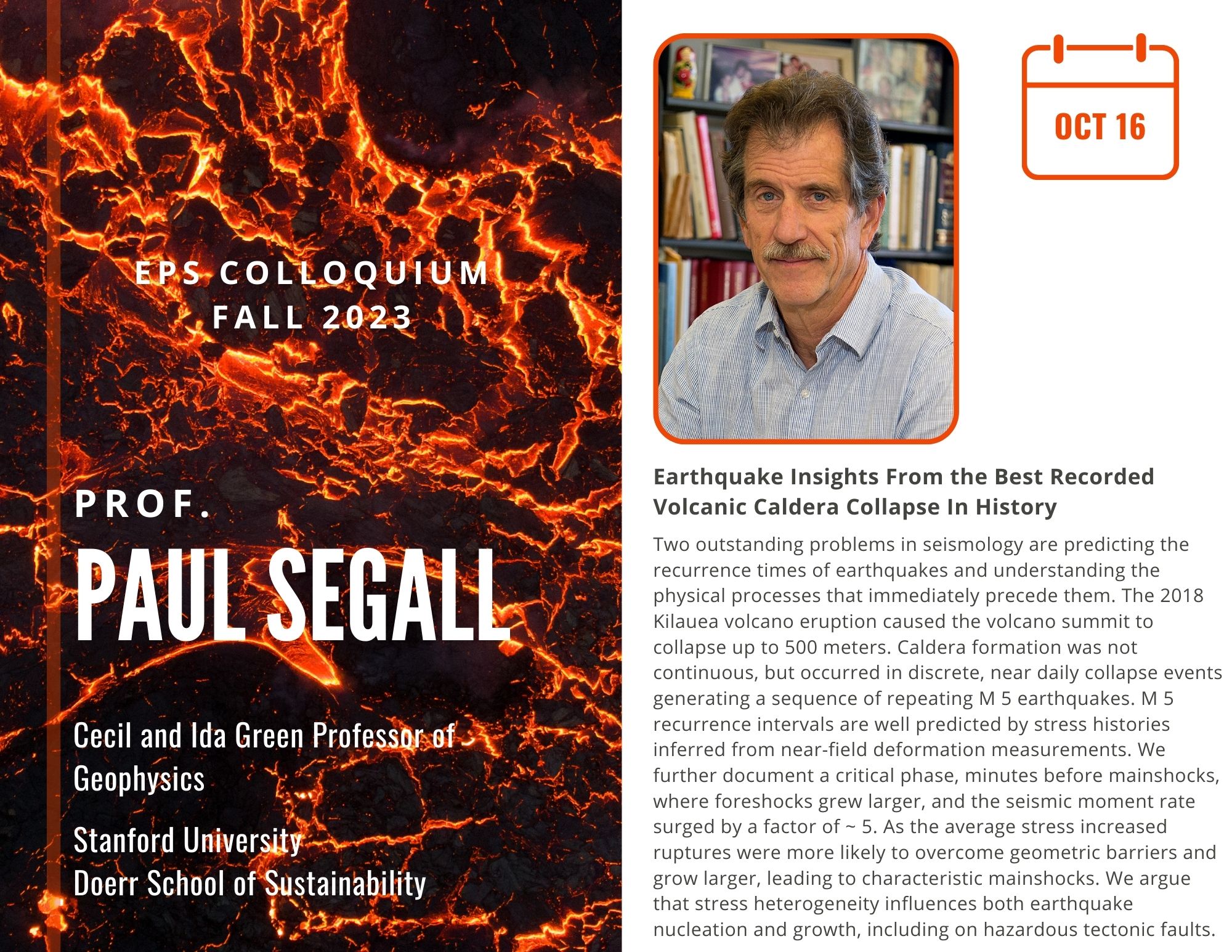 EPS Colloquium - Paul Segall, Stanford University - Harvard EPS
