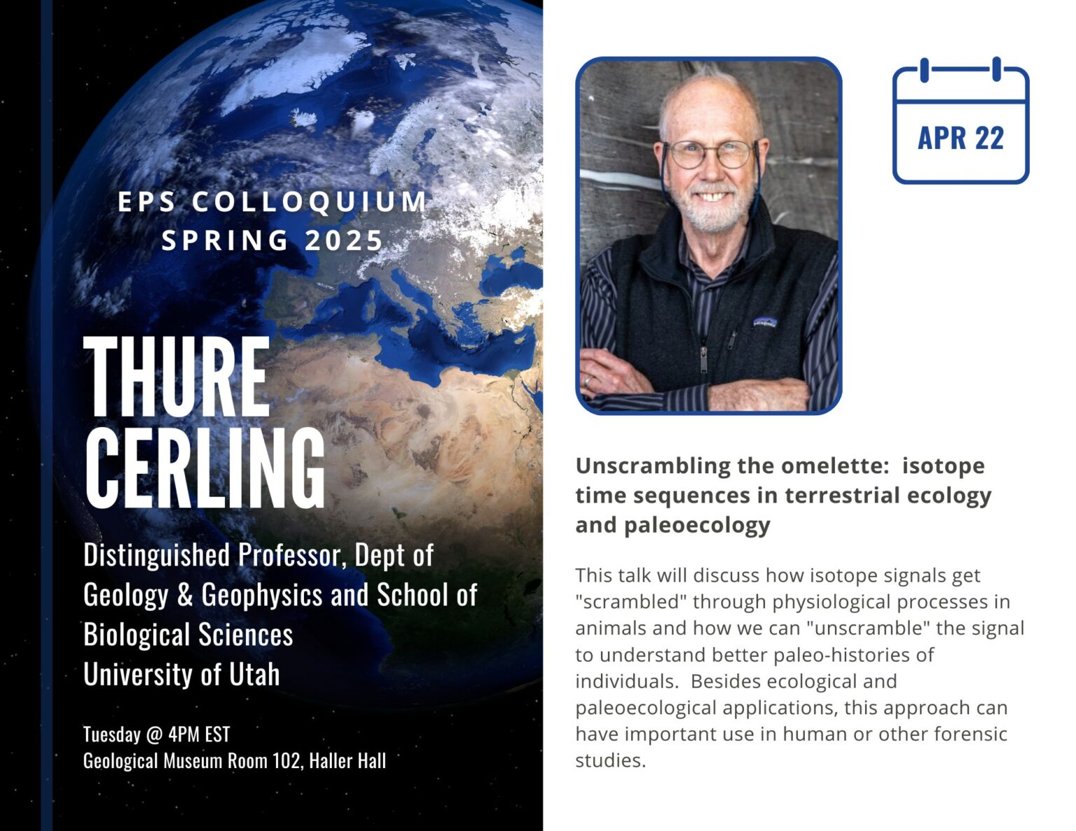 EPS Colloquium - Thure Cerling, University of Utah - Harvard EPS